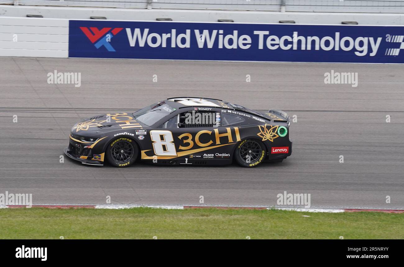 Madison, United States. 04th June, 2023. Driver Kyle Busch leads the ...