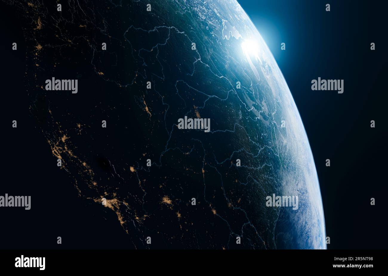 Sunrise planet earth cgi hi-res stock photography and images - Alamy