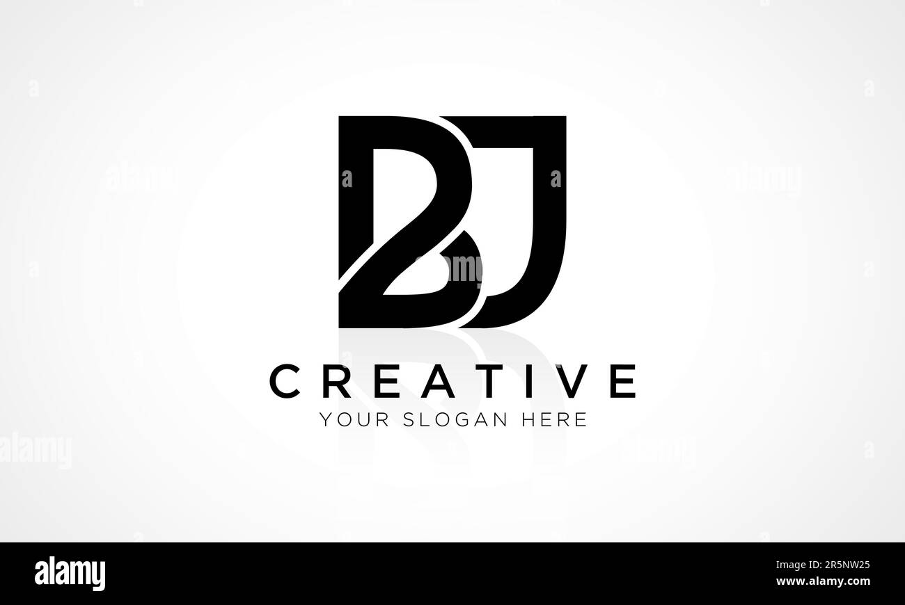 Alphabet Letter Bj Logo Design With Glossy Reflection Vector Icon ...