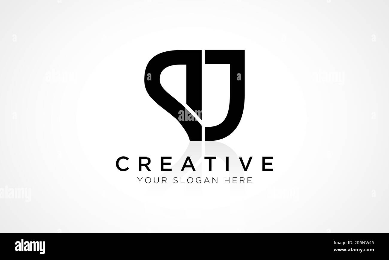 Alphabet Letter Pj Logo Design With Glossy Reflection Vector Icon ...