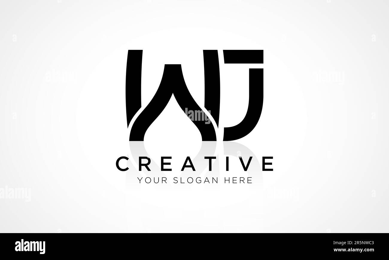 Alphabet Letter Wj Logo Design With Glossy Reflection Vector Icon ...