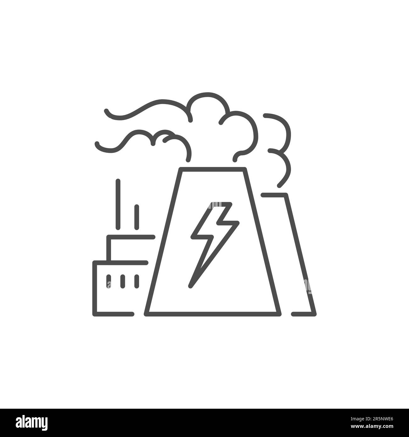 Electric factory related vector linear icon. Energy industry ...