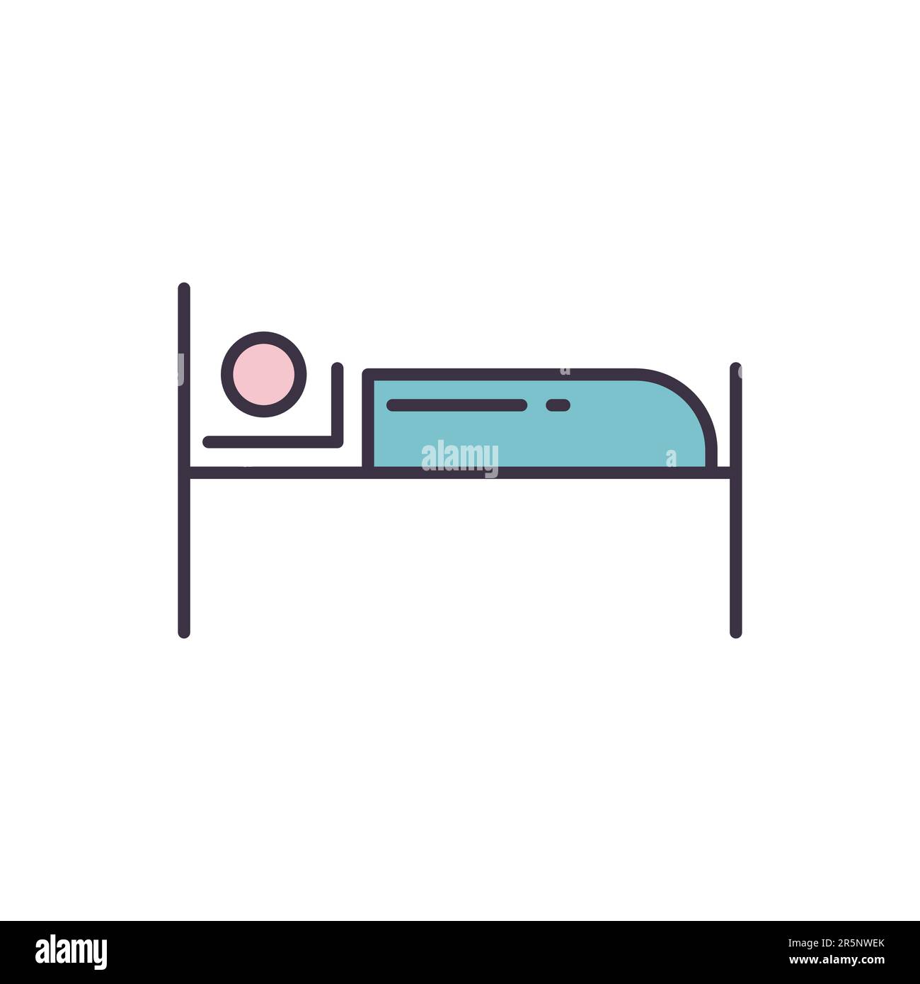 Hospital Sign related vector line icon. Patient, bed. Isolated on white ...