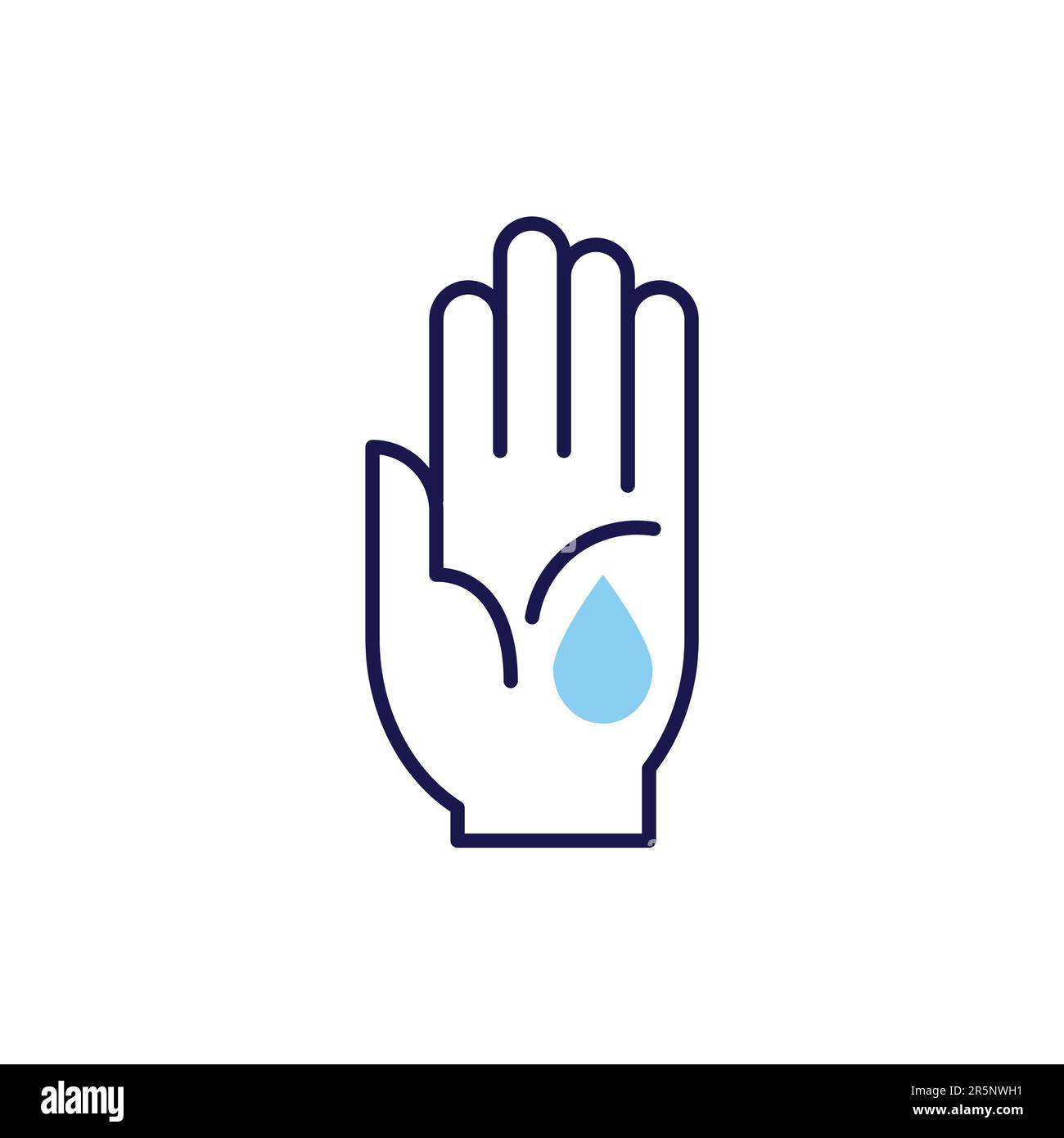 Wound related vector line icon. Hand, drop, blood, palm. Isolated on ...