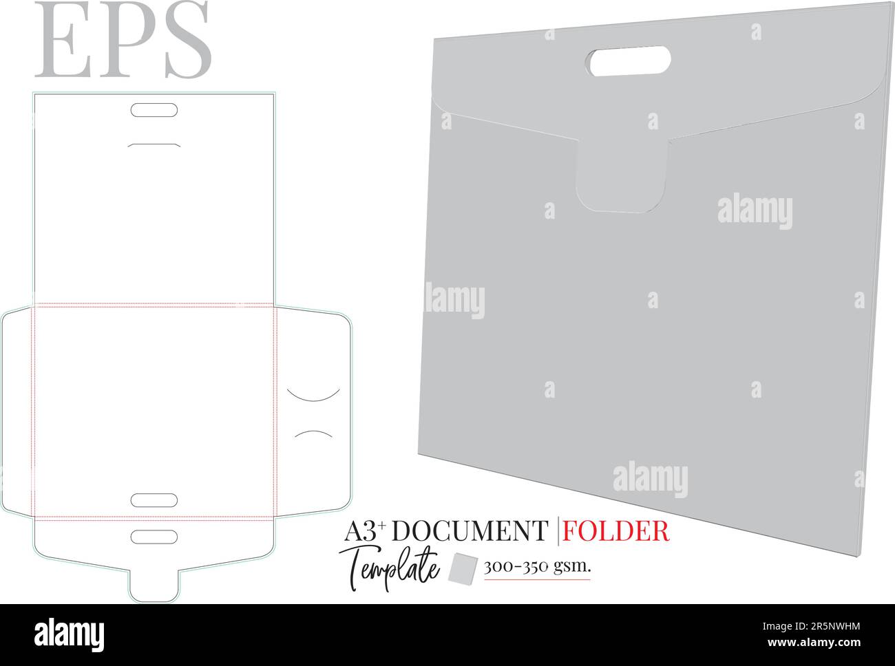 Document Folder A4 with Handle Template, Paper Briefcase. Vector with ...