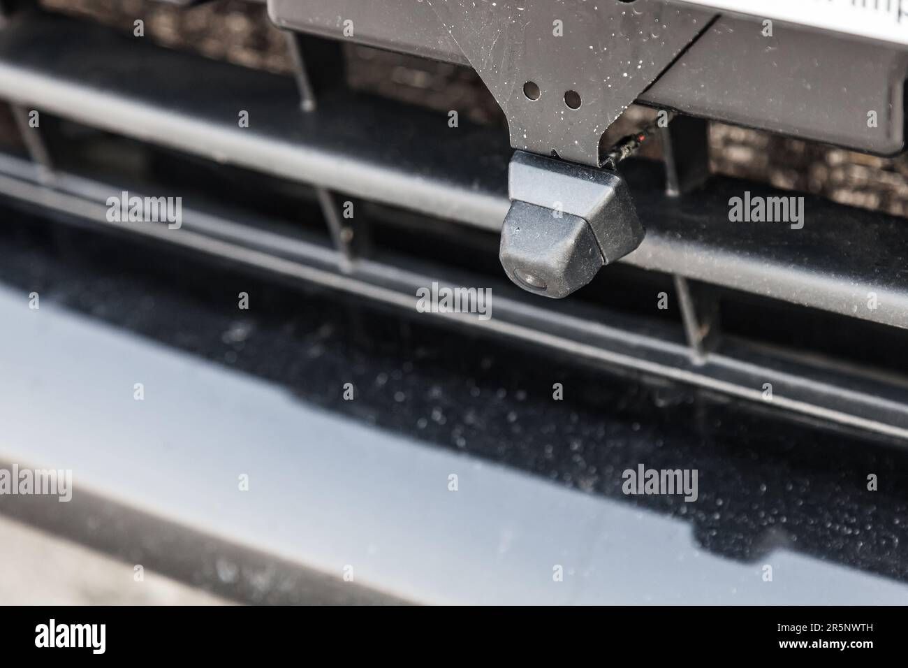 Front view camera on the car. Medium range vehicle camera. Parking ...