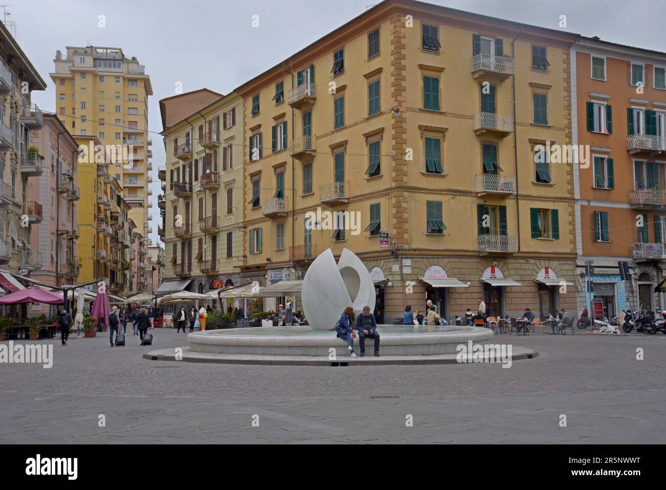 People in Piazza Giuseppe Garibaldi a pedestrianised square with ...