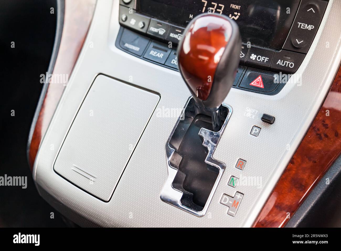 Automatic shift gear knob in the passenger compartment of the car in ...