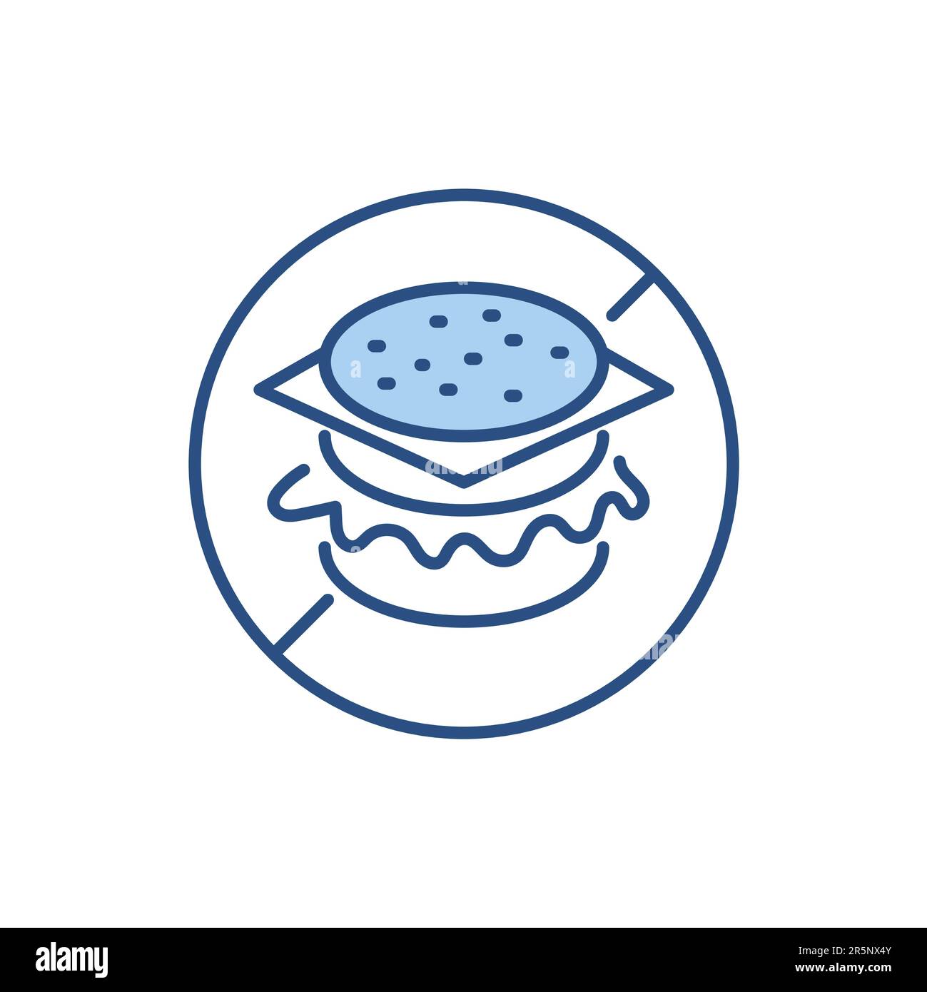 No Fast Food related vector line icon. Prohibition sign, burger ...