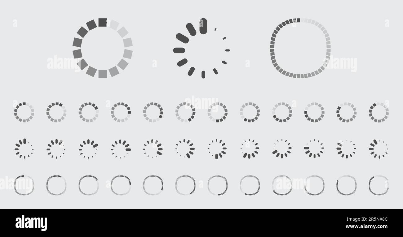 Circular Loading Buffering Icons Vector Set Video Ready for Animation Gif All Keyframes Frames ...