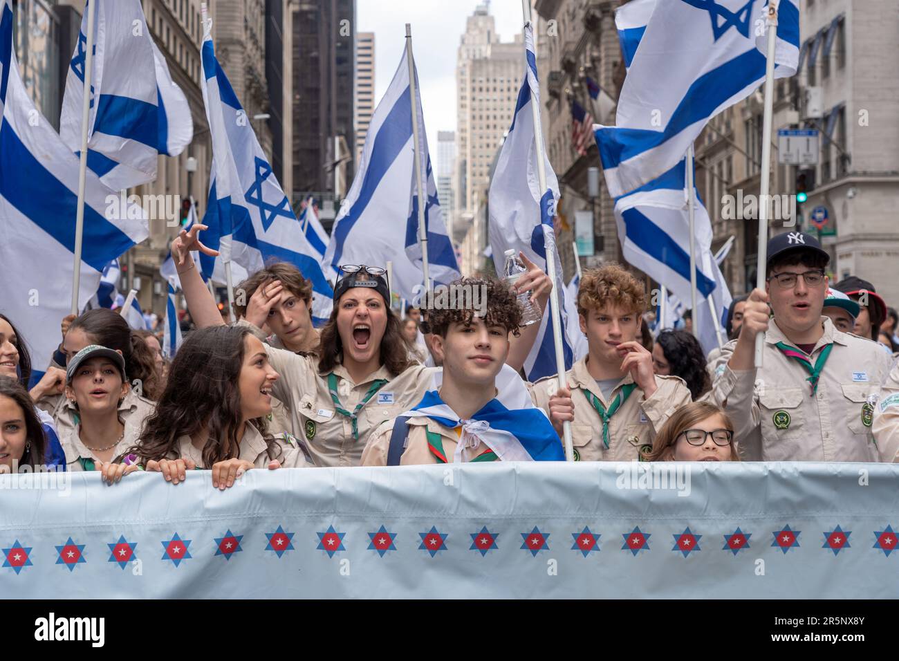 NEW YORK, NEW YORK - JUNE 04: Members of the Israeli Scouts (Tzofim ...