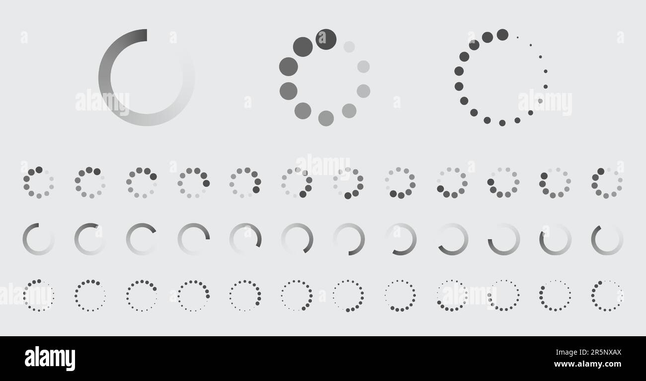Circular Loading Buffering Icons Vector Set Video Ready for Animation Gif All Keyframes Frames ...