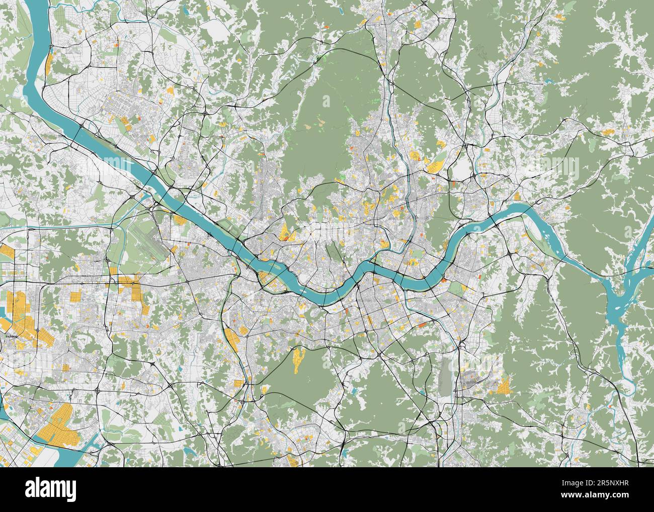 Detailed vector map of Seoul, South Korea Stock Vector Image & Art - Alamy