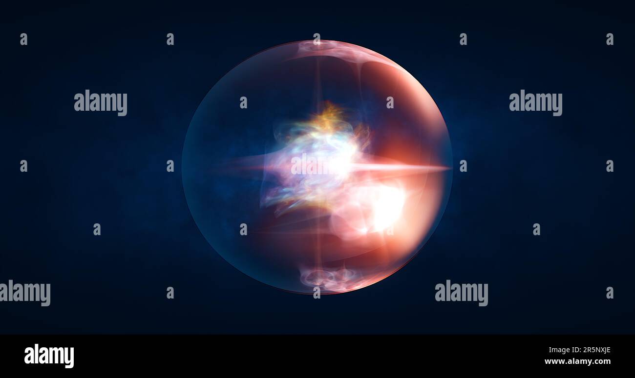 Abstract ball sphere planet iridescent energy transparent glass magic ...