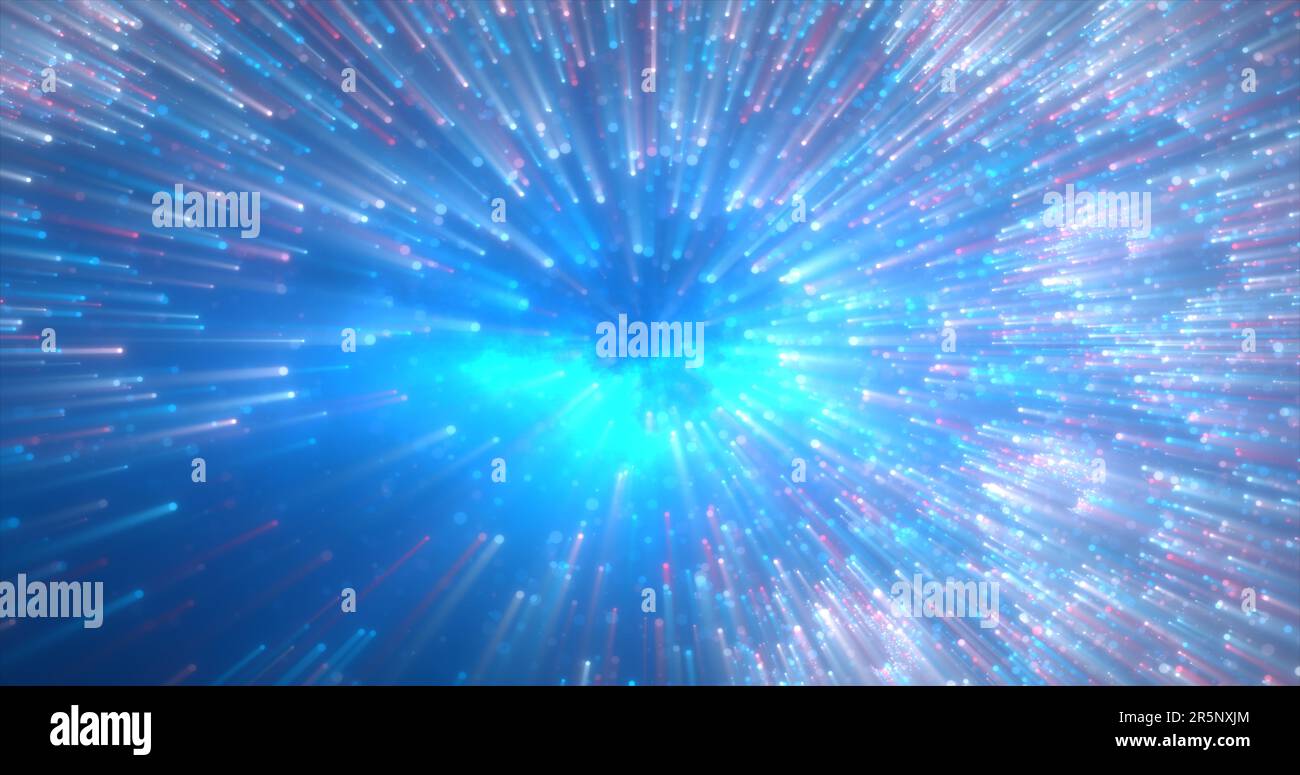 Abstract blue swirl of particles of futuristic hi-tech glowing ...