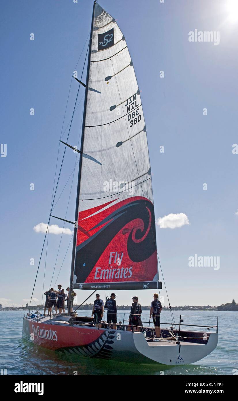 Emirates Team New Zealand carry out trials on their new TP52, a 15 ...