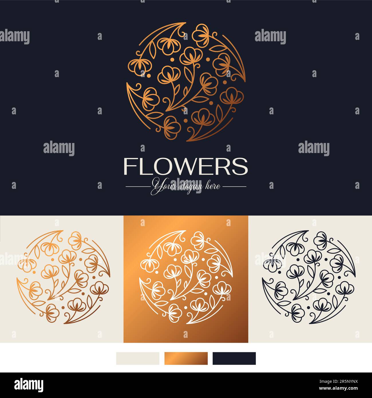 Flower logo. Cotton flower in a circle. Cotton flower. Logo in trendy ...