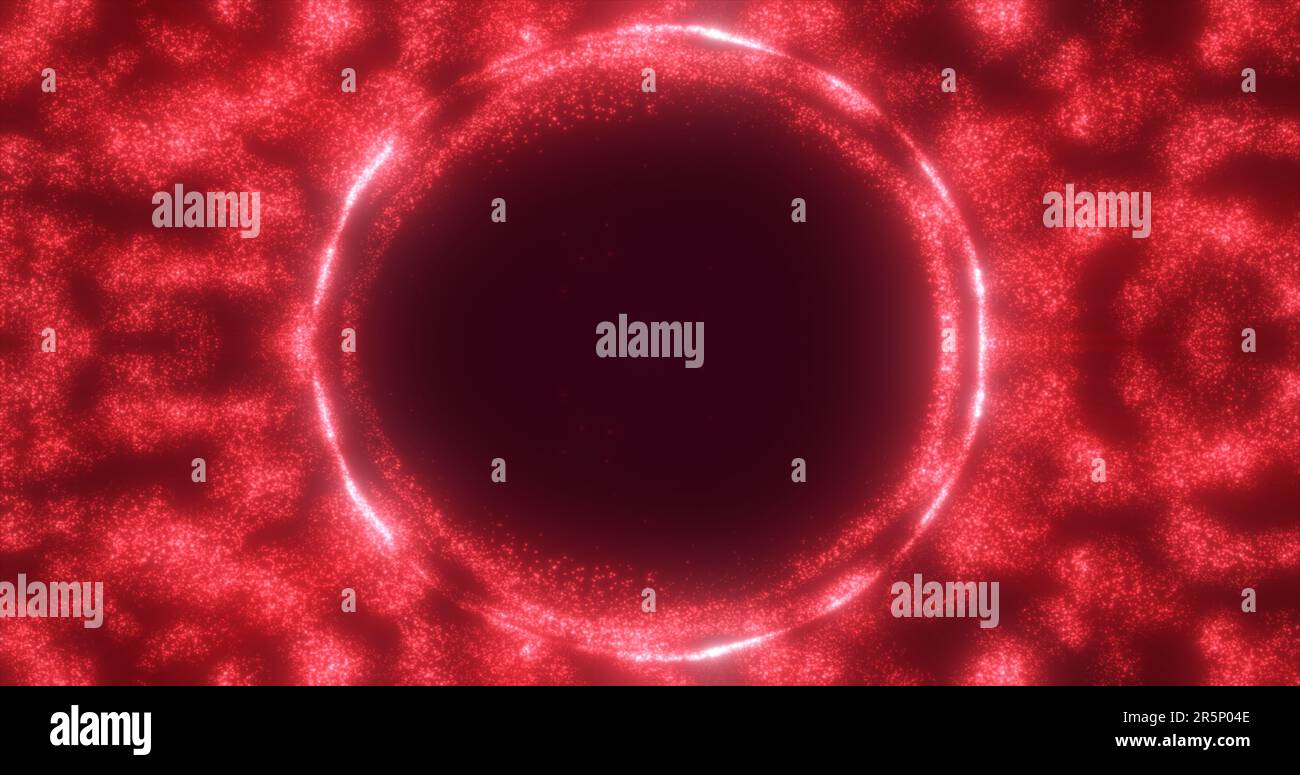 Abstract red background from an energy blue magic ring of a round frame ...
