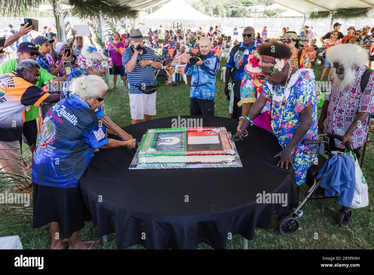 Thursday Island, Australia. 02nd June, 2023. A cake is cut after a ...