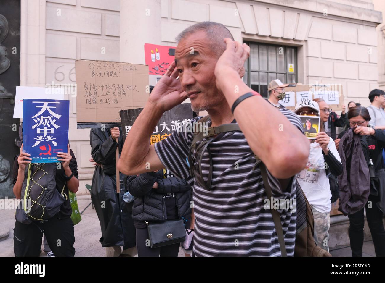 London, UK. 4th June, 2023. Overseas Hong Kongers mark the 34th ...