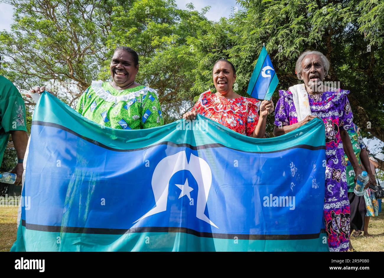 Thursday Island, Australia. 29th May, 2023. People march with their ...