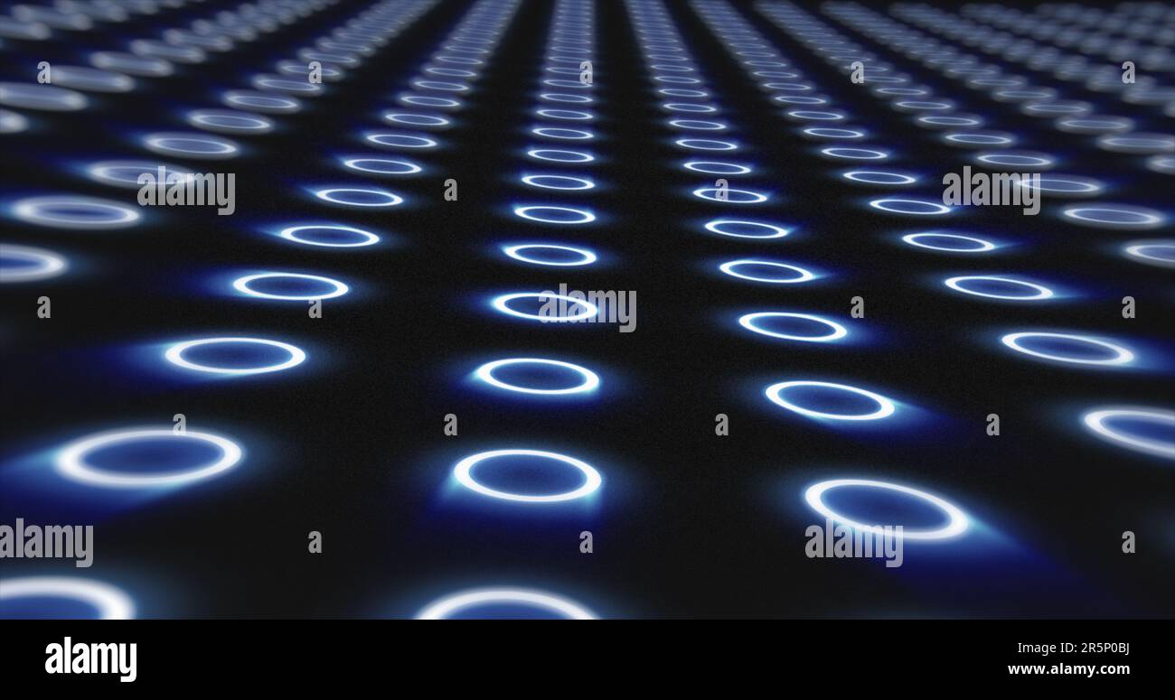 Abstract blue pattern of glowing geometric circles loop futuristic hi ...