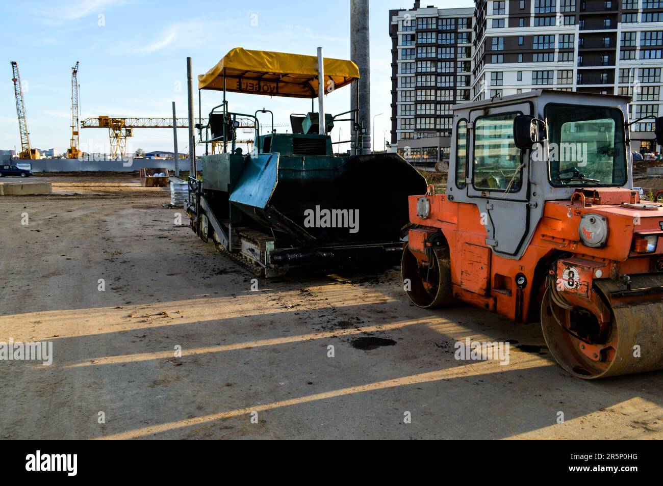 machine for creating an improved surface on the road next to the ...