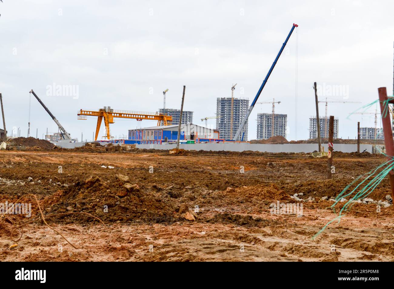 Construction of a new microdistrict with high houses, new buildings ...