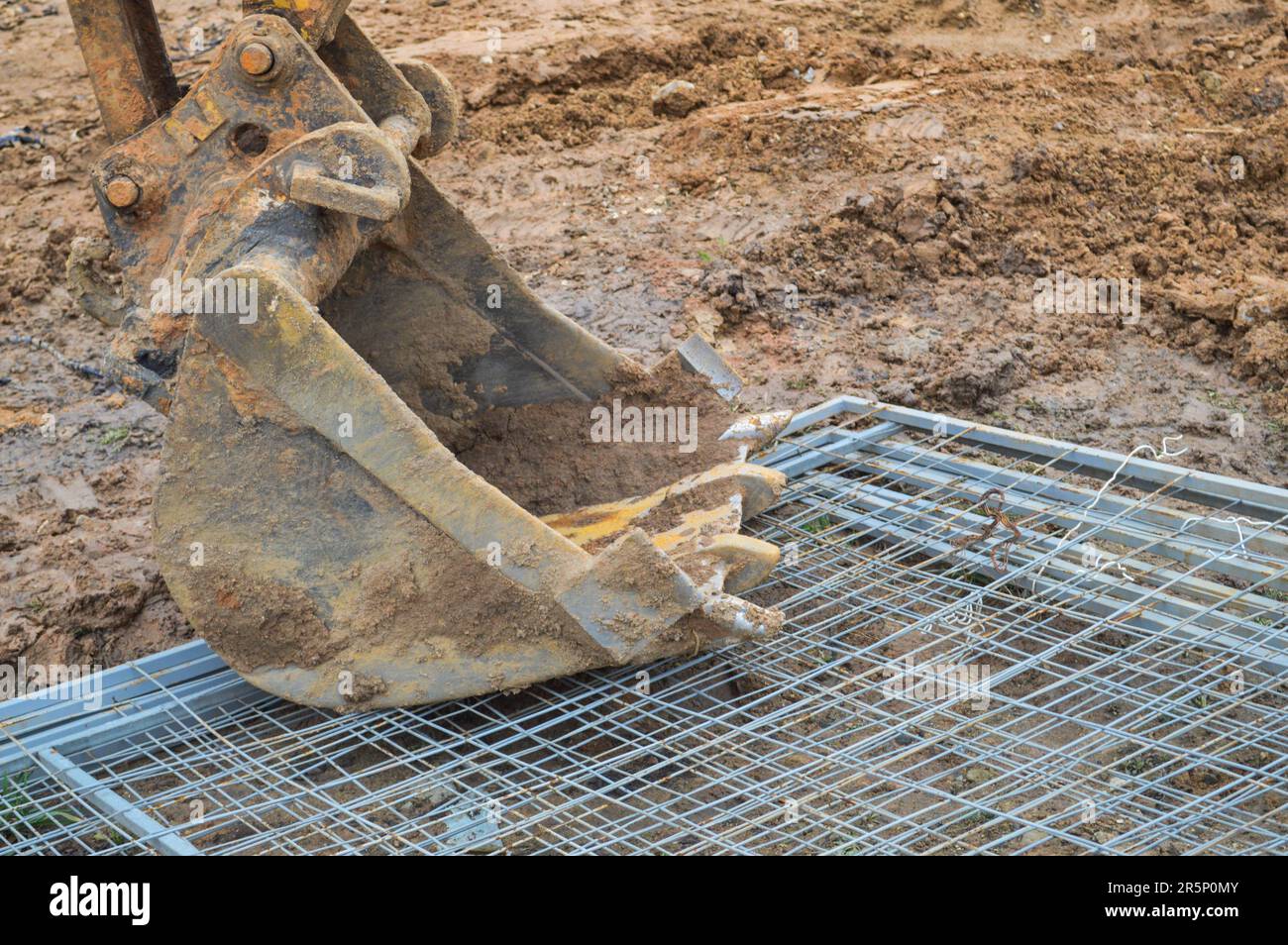 Large iron metal industrial heavy bucket of excavator, bulldozer ...