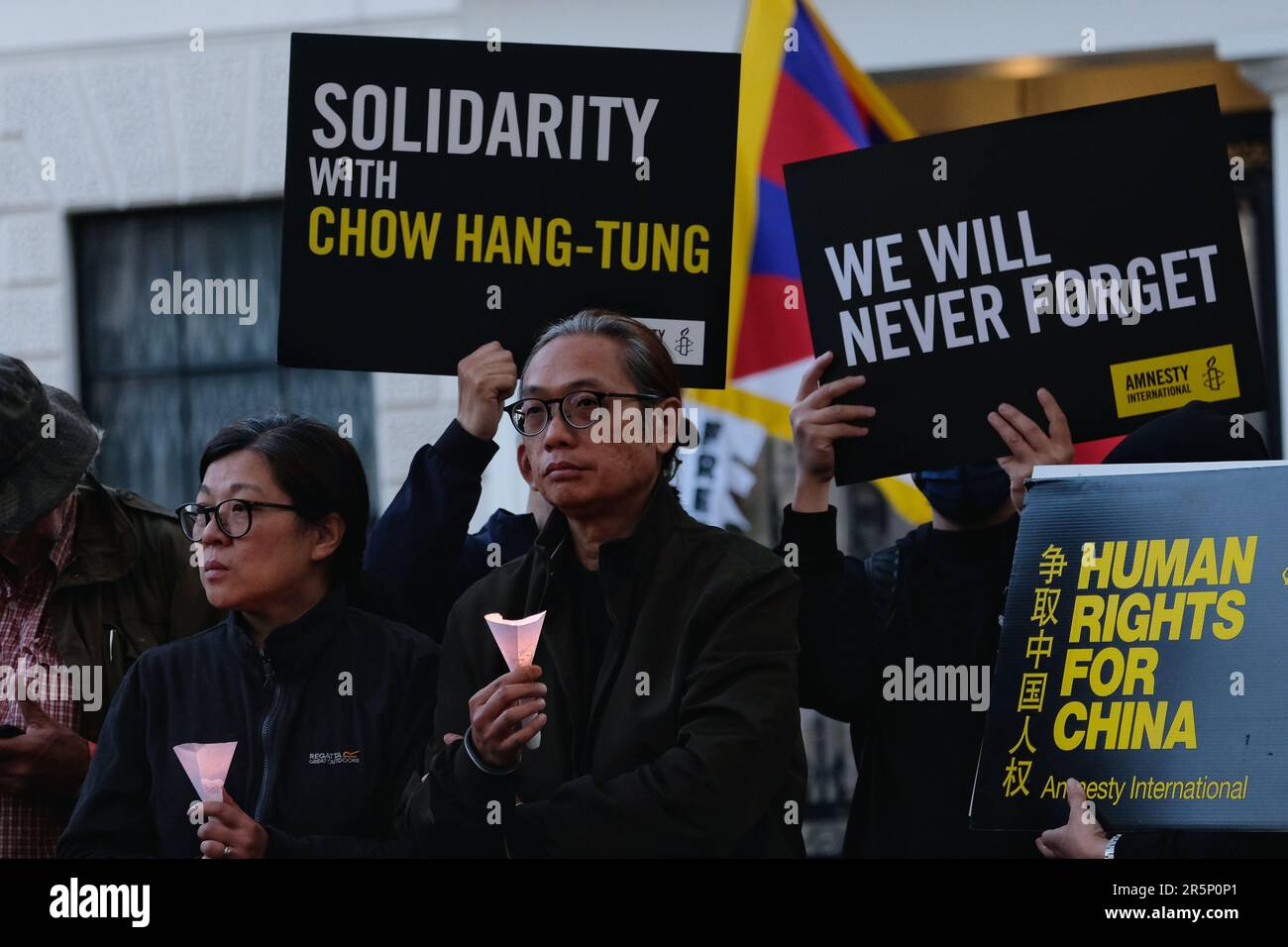 London, UK. A vigil marking the June 4th Tiananmen Square incident ...