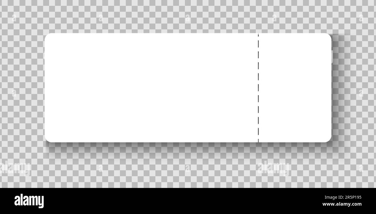 Blank event ticket, lottery or flyer template. White entry ticket mockup for airplane, concert ...