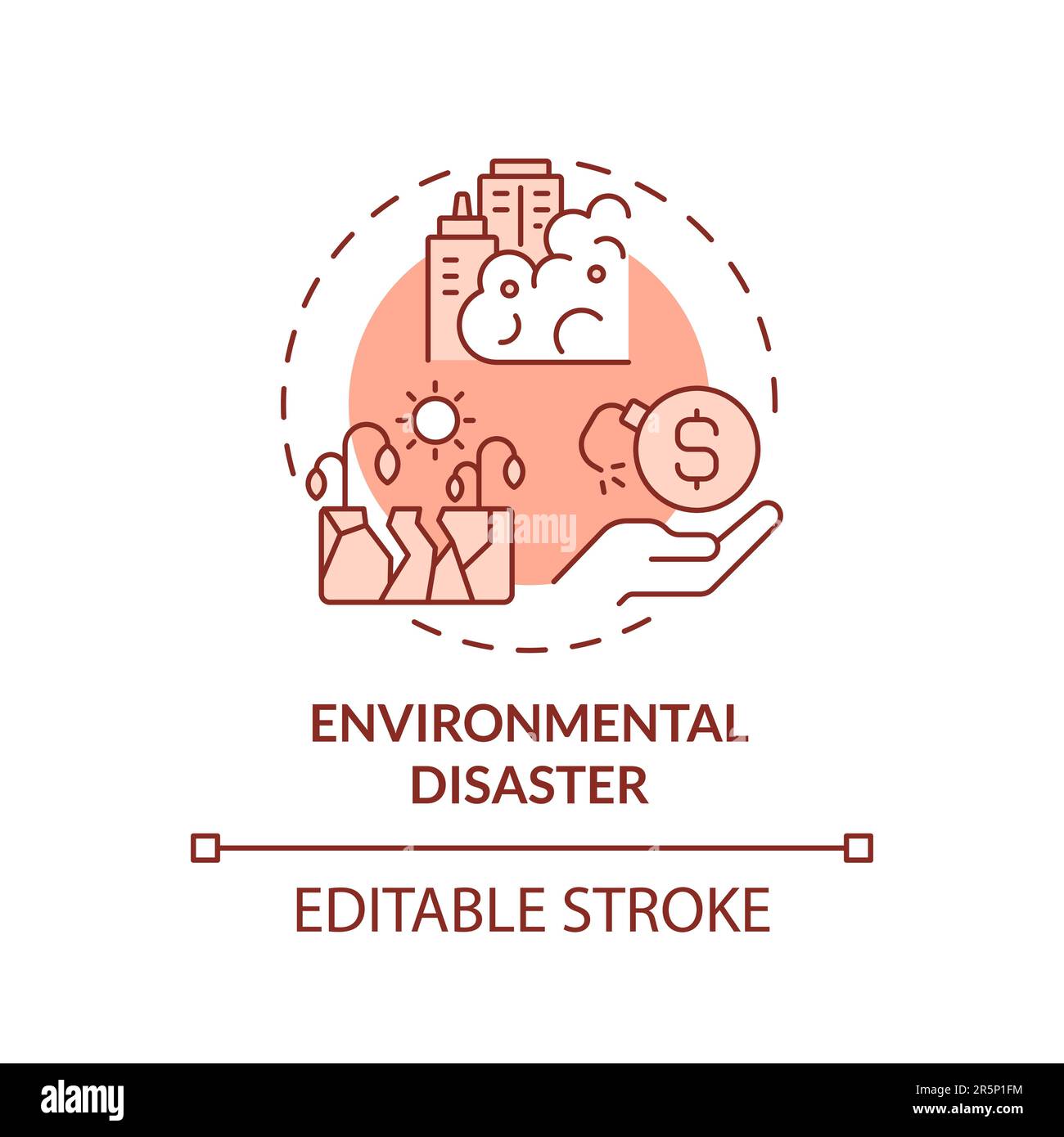 Environmental disaster red concept icon Stock Vector Image & Art - Alamy