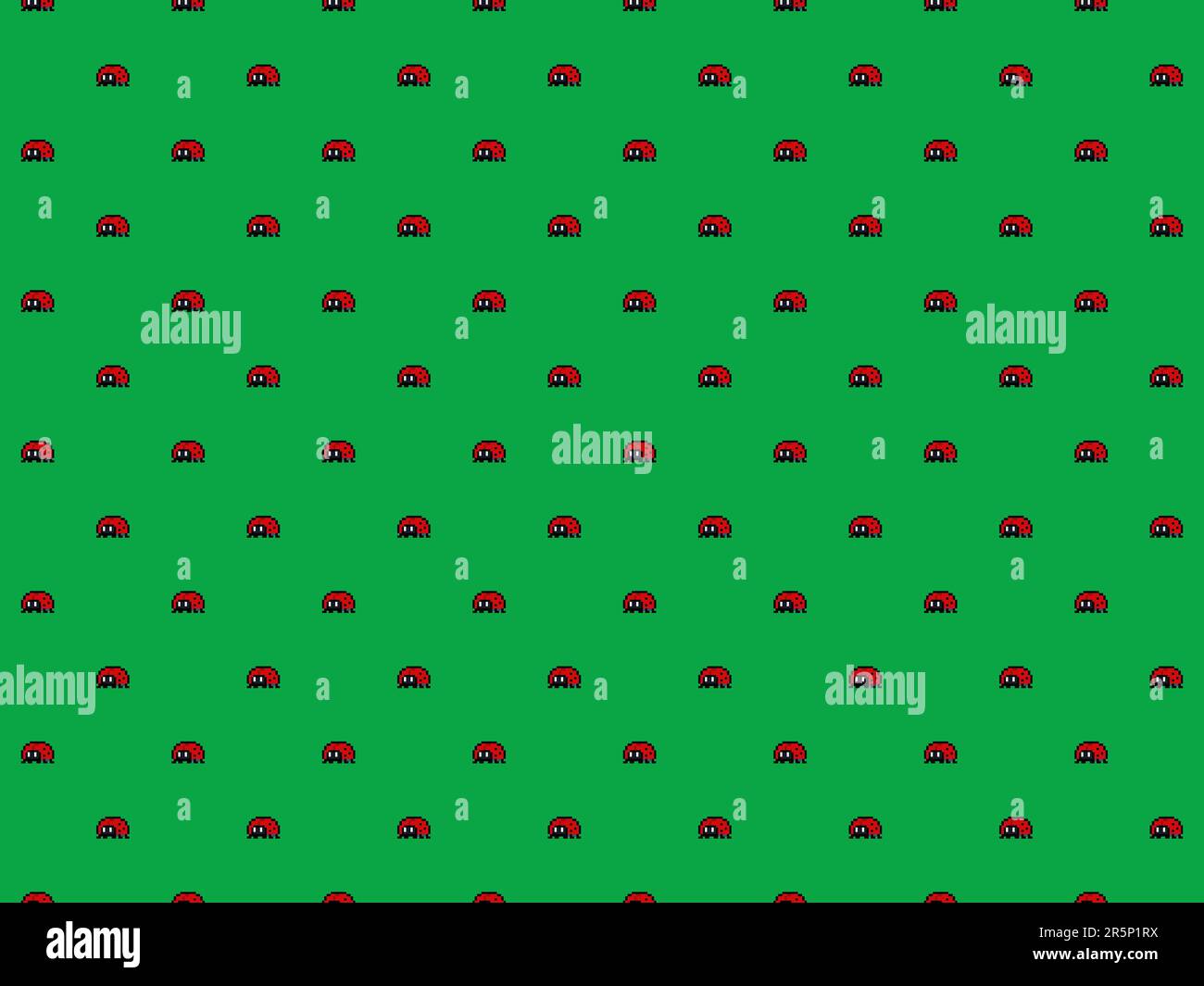 Cute tiny red 8 bit lady birds or bugs pattern background - high ...