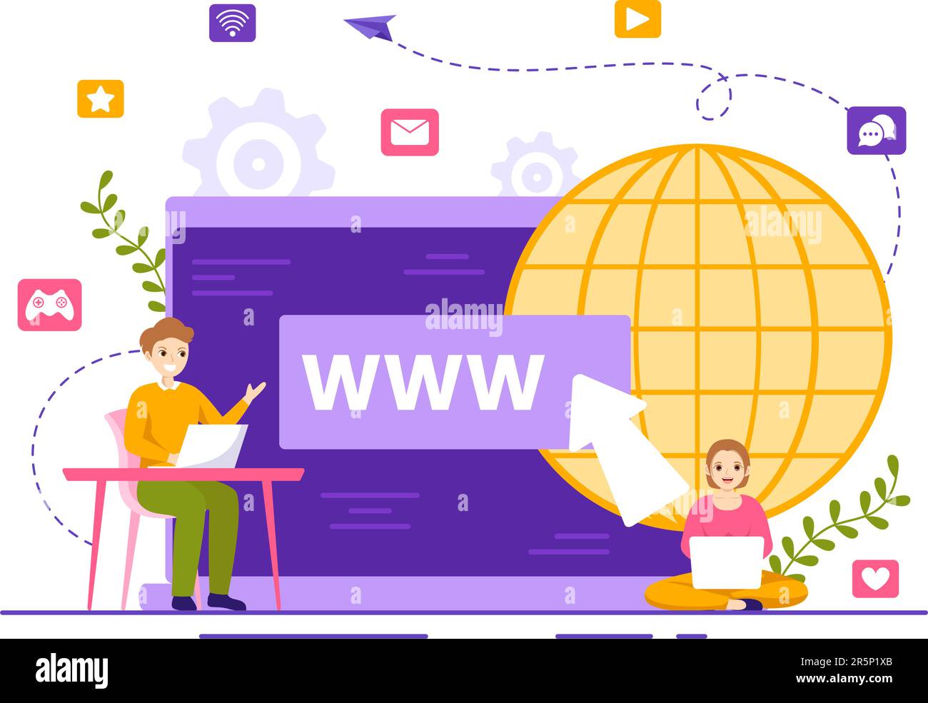 Internet Addiction Vector Illustration with Young People Addicted to ...