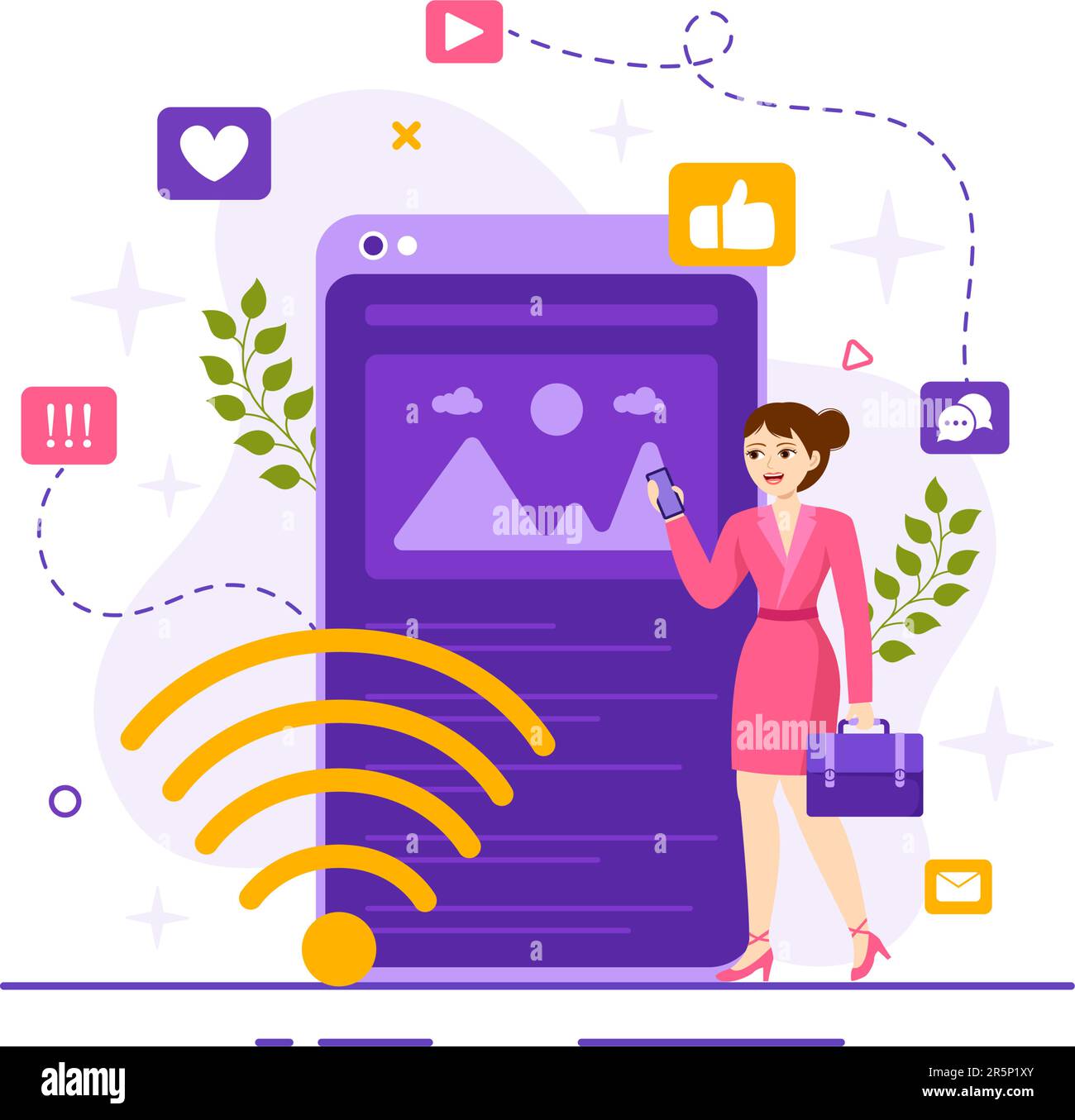 Internet Addiction Vector Illustration with Young People Addicted to ...