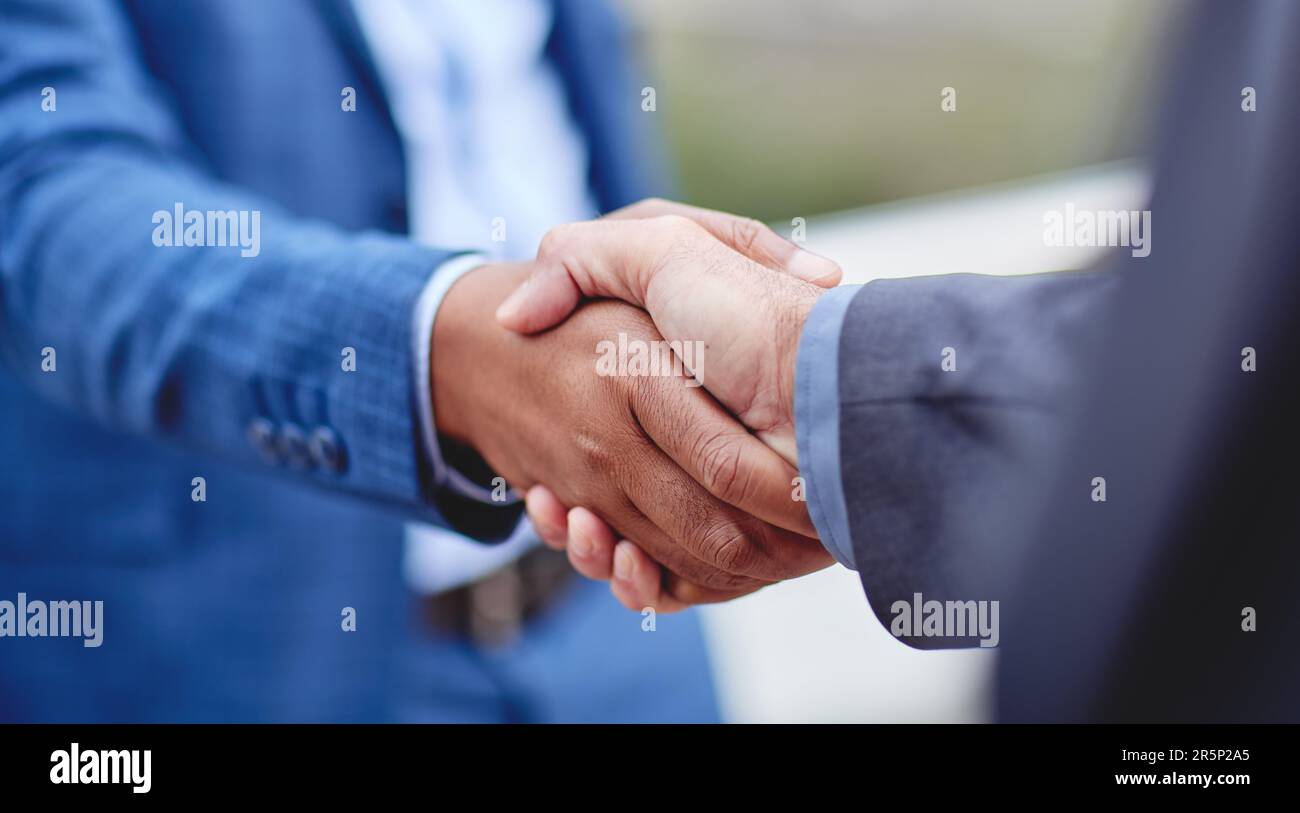 Partnership, business people and b2b handshake in support of deal ...