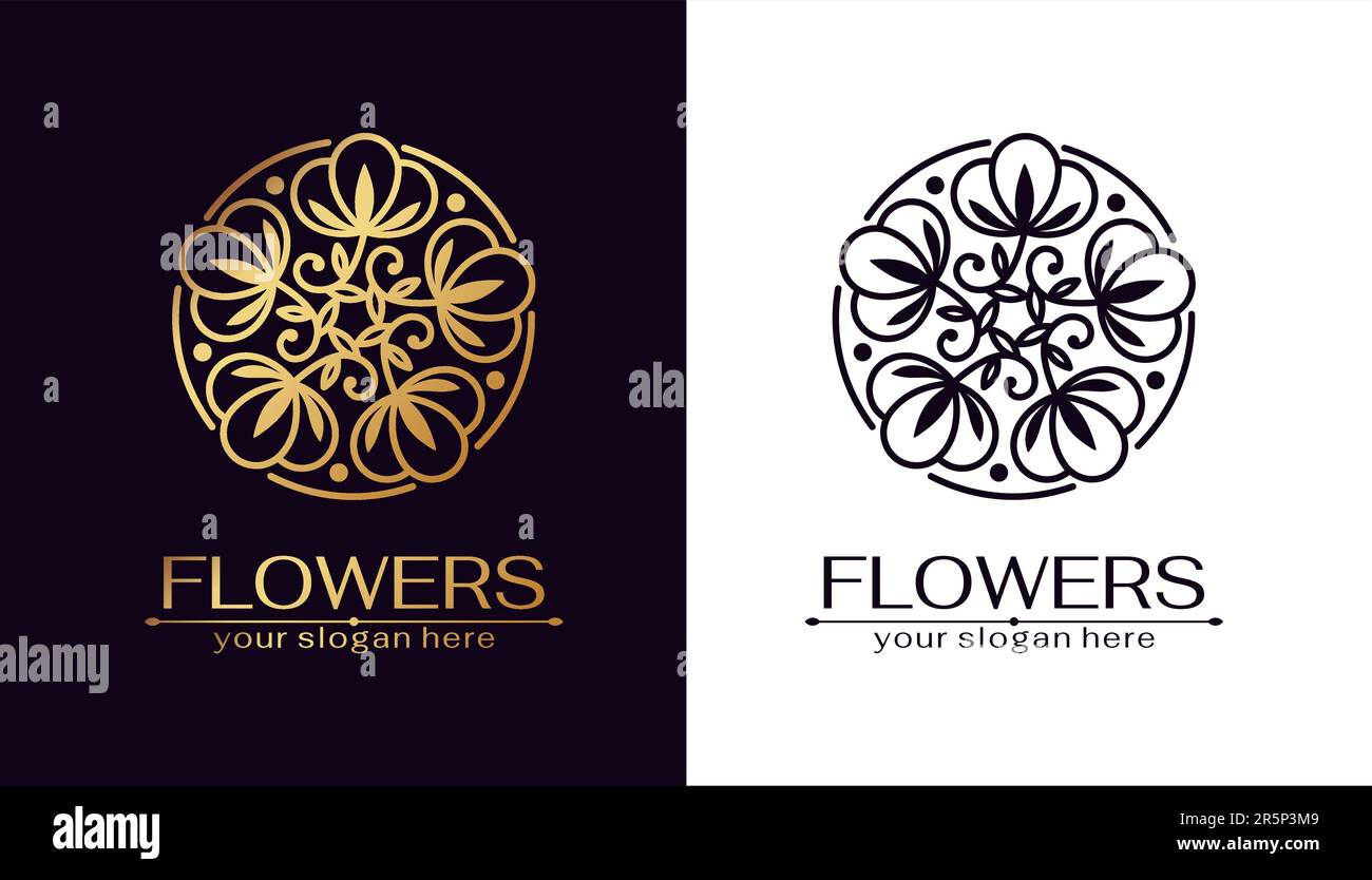 Flower logo. Cotton flower in a circle. Cotton flower. Logo in trendy ...