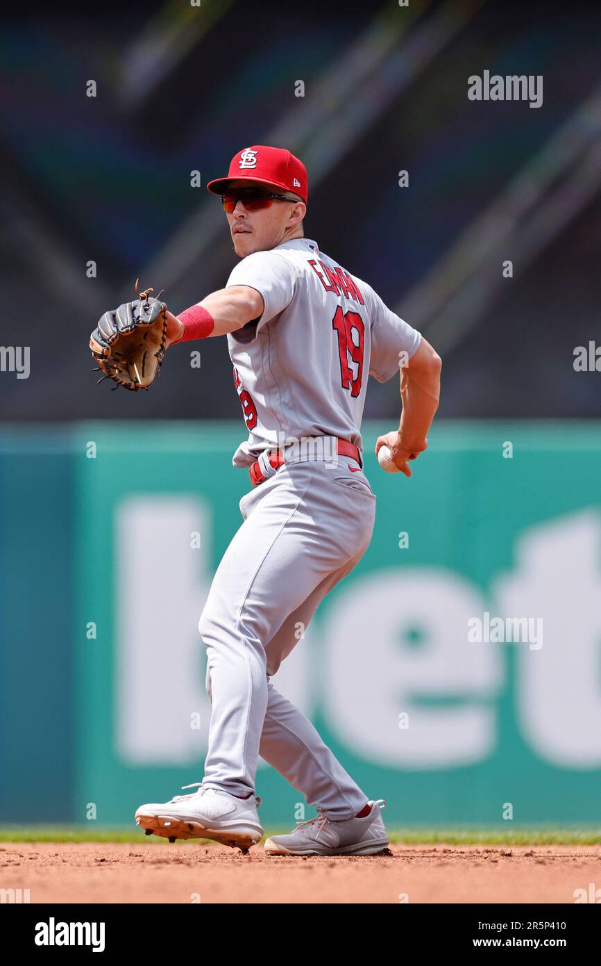 CLEVELAND, OH - MAY 28: St. Louis Cardinals second baseman Tommy Edman ...
