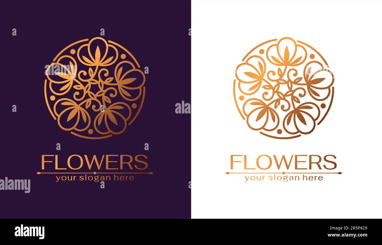 Flower logo. Cotton flower in a circle. Cotton flower. Logo in trendy ...