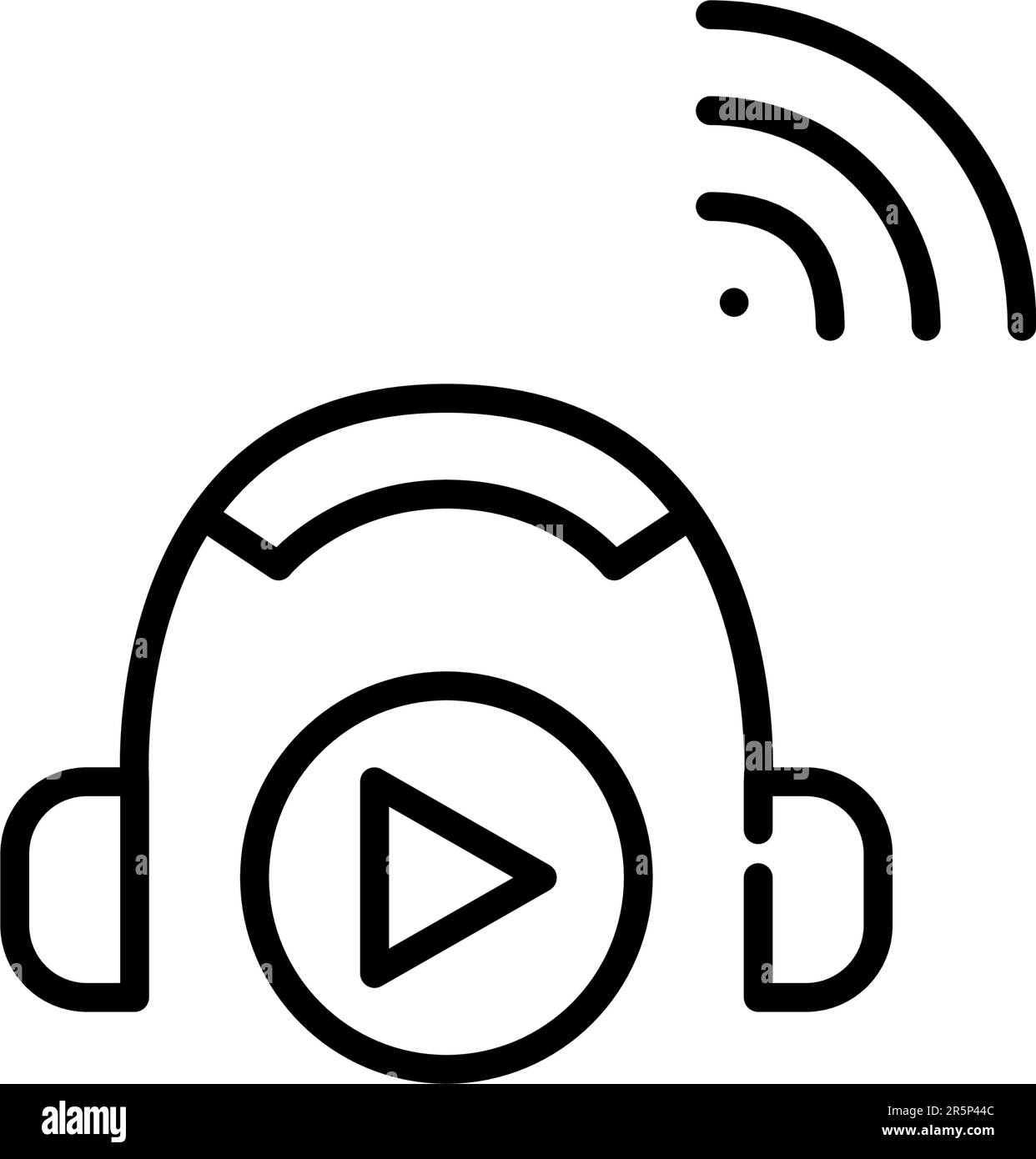 Music or radio playing in headphones. Wireless connection. Pixel ...