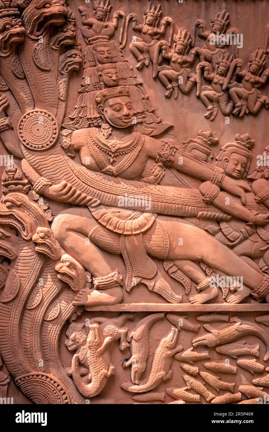 angkor style replica decorative wall carvings in siem reap cambodia ...