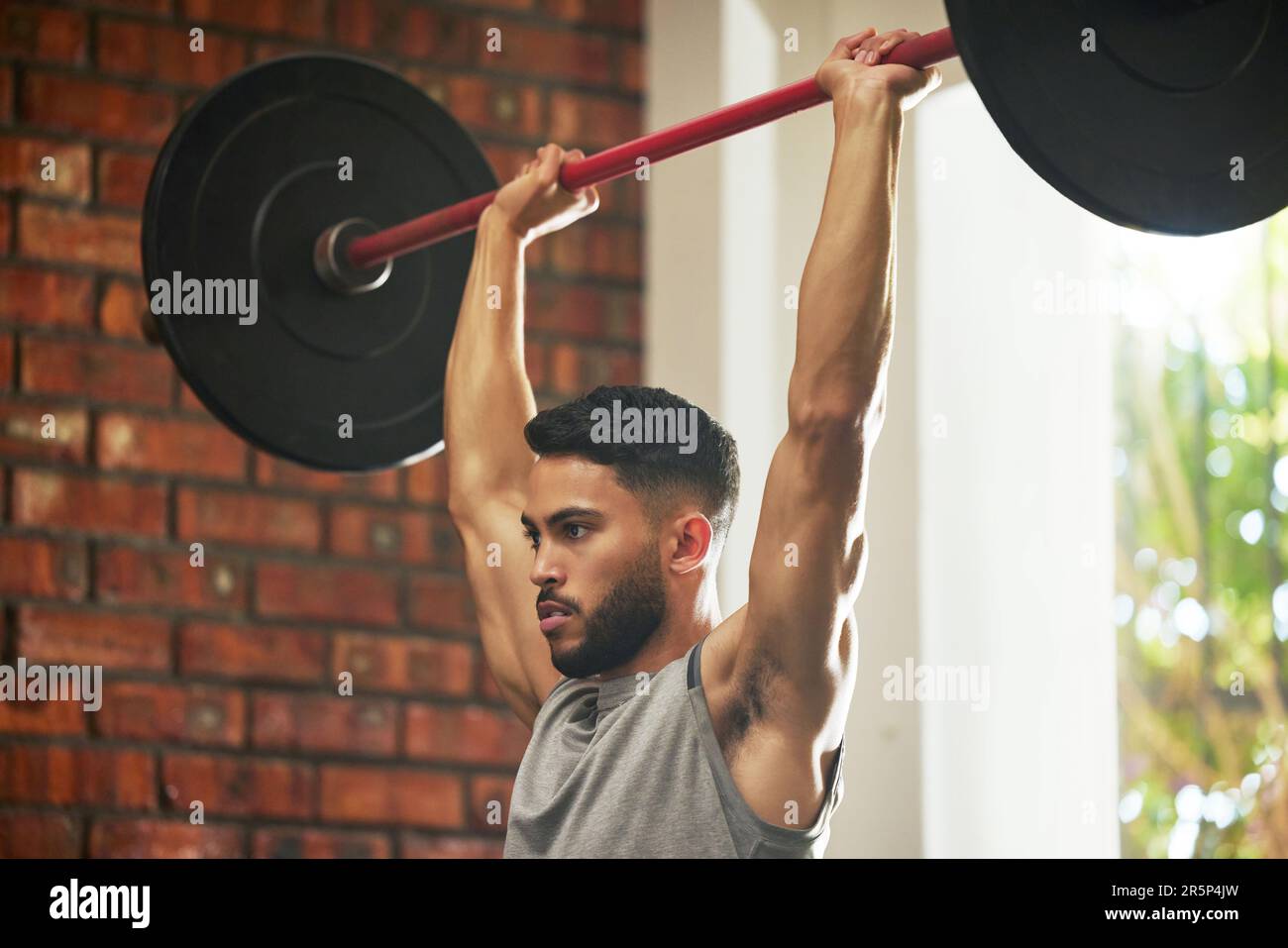 Weightlifting, fitness and man with barbell for bodybuilder training ...