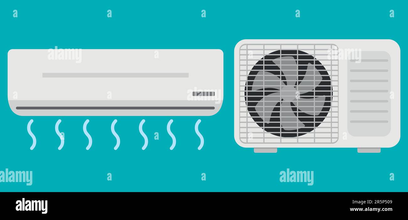 Air condition split system set. Air conditioner icons. Vector ...