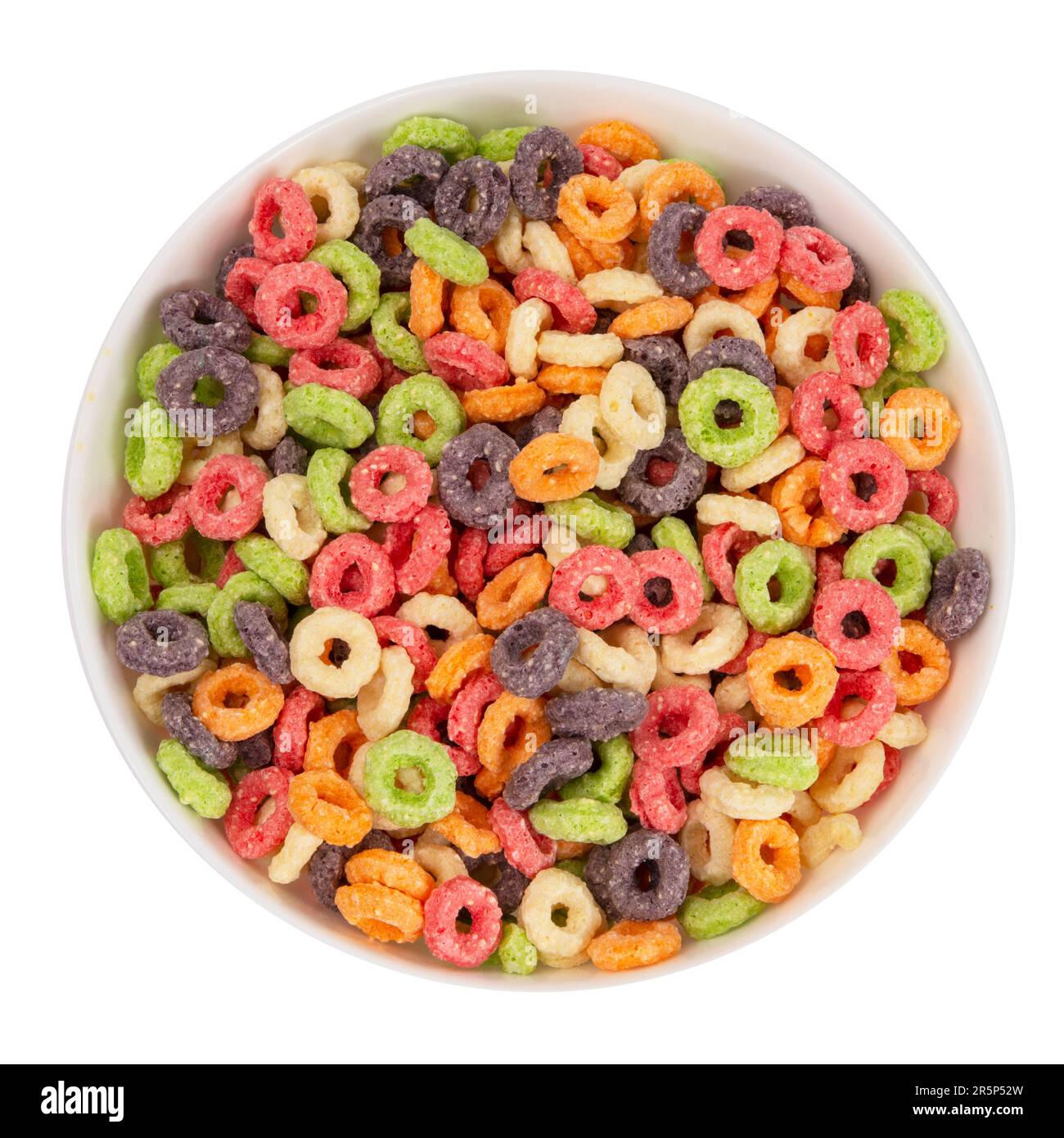 Sweet multicolored flakes, cereal loops. Isolated on a white background ...