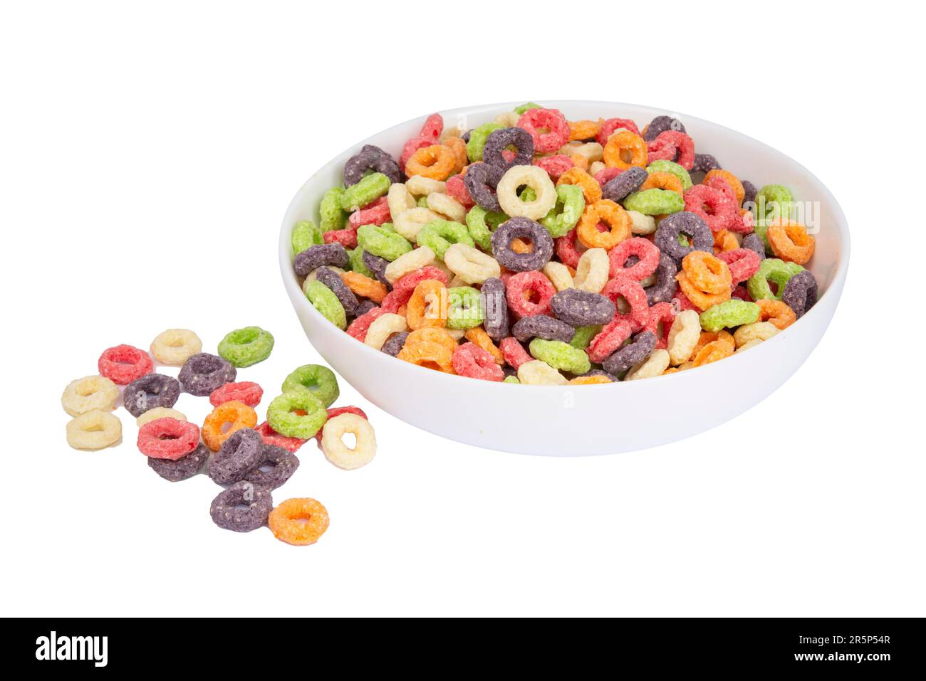 Sweet multicolored flakes, cereal loops. Isolated on a white background ...