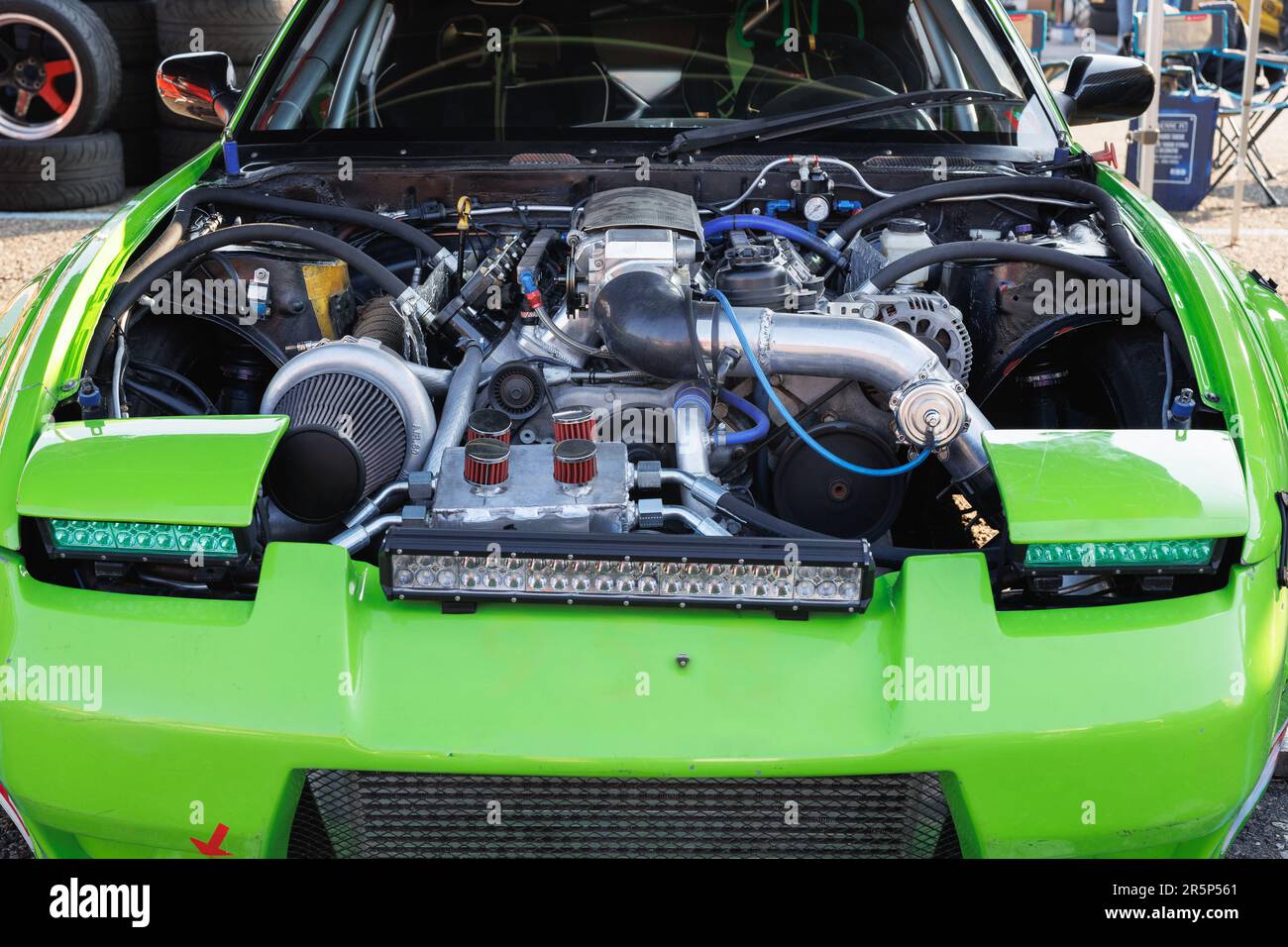 Close-up view of a Grand Touring Competition Car Engine Stock Photo - Alamy