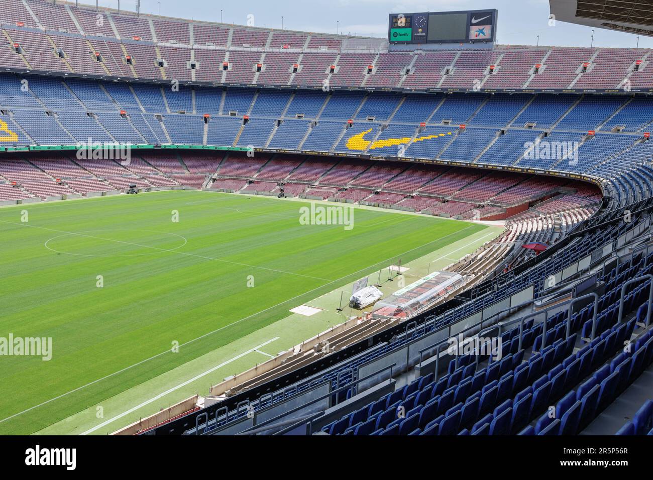View from the highest Seats of the F.C. Barcelona Soccer Stadium, Camp ...