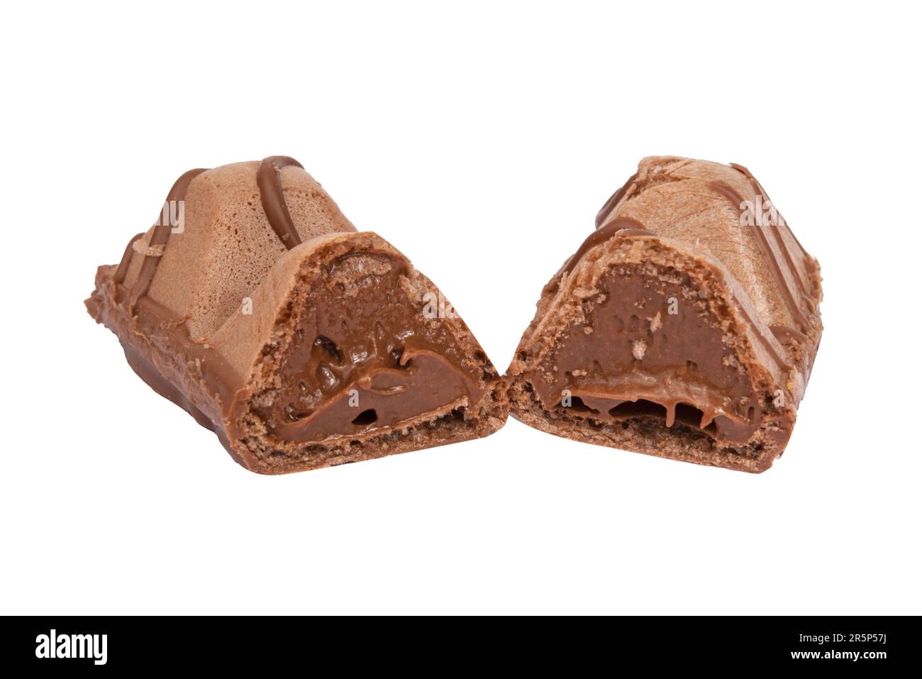 Chocolate candy wafer with creamy filling isolated on the white Stock ...