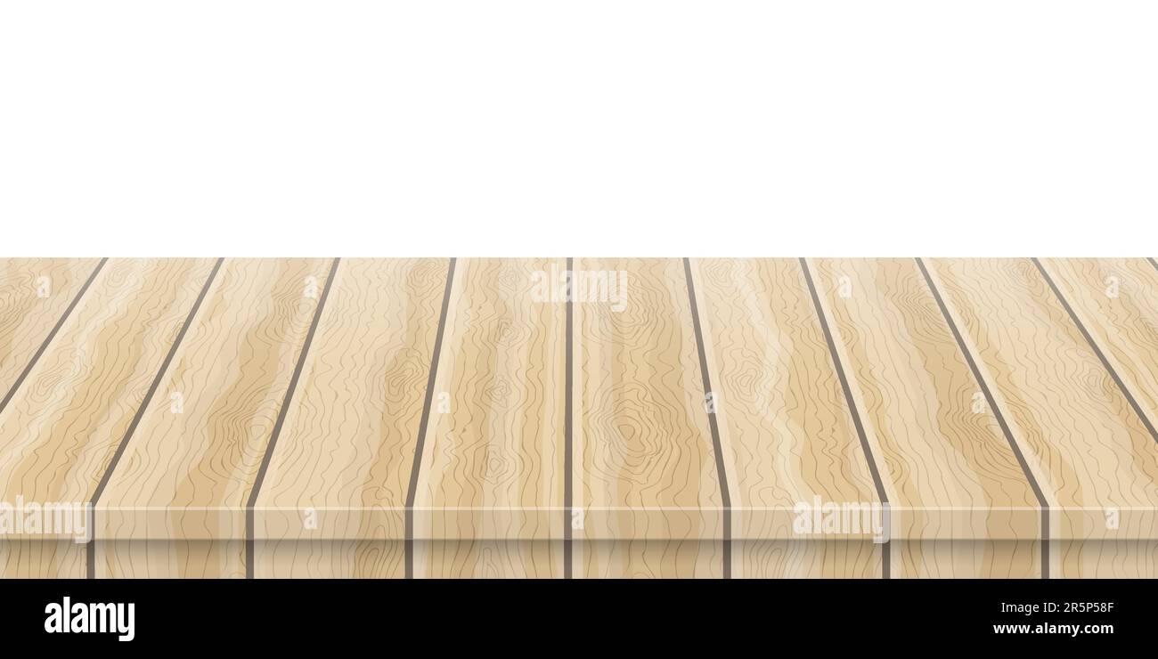 Wood table top isolated on white background. Vector illustration. Eps ...
