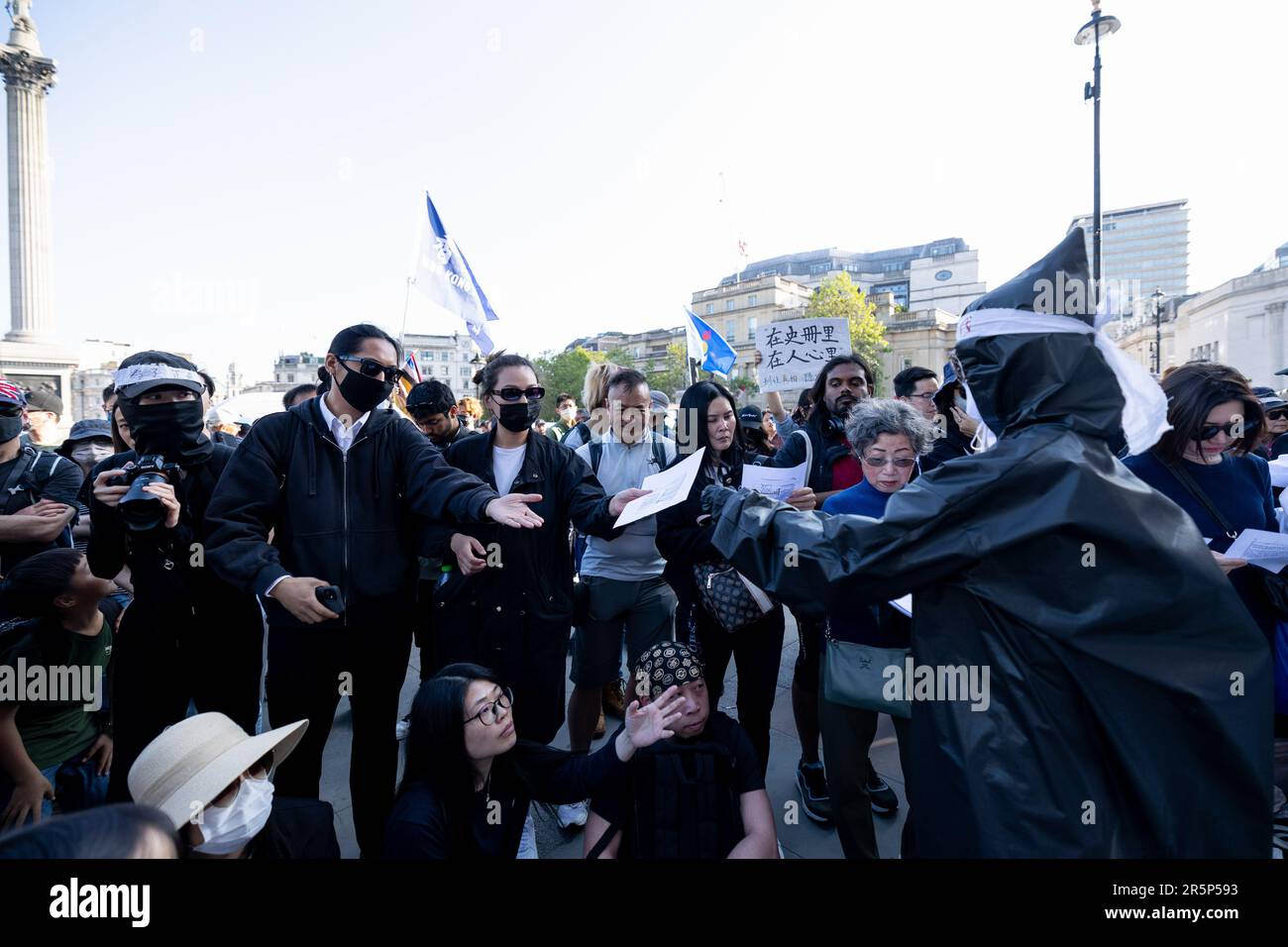 London, UK. 04th June, 2023. A protester is seen distributing leaflets ...